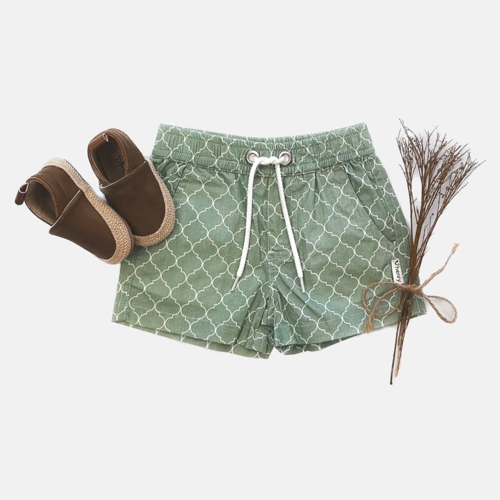 Baby Boys Sonny Short - Green Geo Print – Love Henry